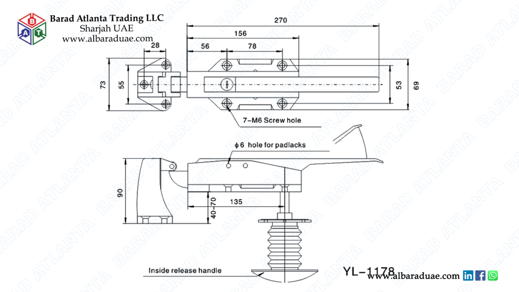 Cylinder Latch Body W/Strike - Barad Atlanta