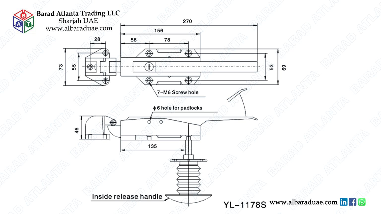 Cylinder Latch Body W/Small Strike - Barad Atlanta