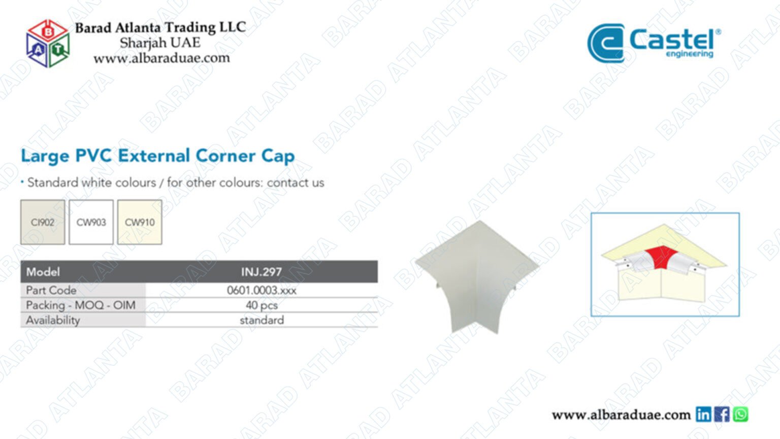 PVC External Corner Big for Coving - Barad Atlanta